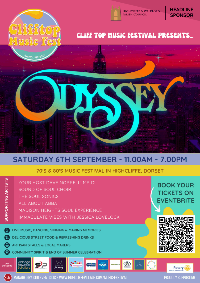 Odyssey to headline Cliff Top Music Festival in Highcliffe this September